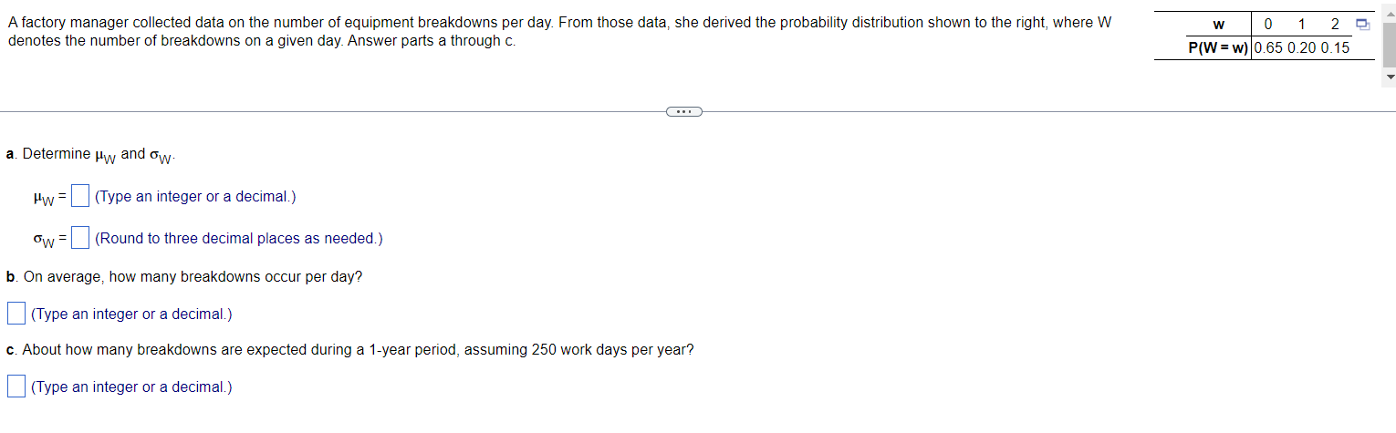 Solved A factory manager collected data on the number of | Chegg.com