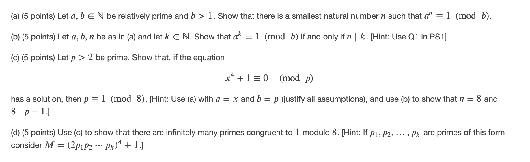 Solved (a) (5 points) Let a, b E N be relatively prime and b | Chegg.com