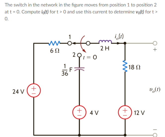 Solved The switch in the network in the figure moves from | Chegg.com