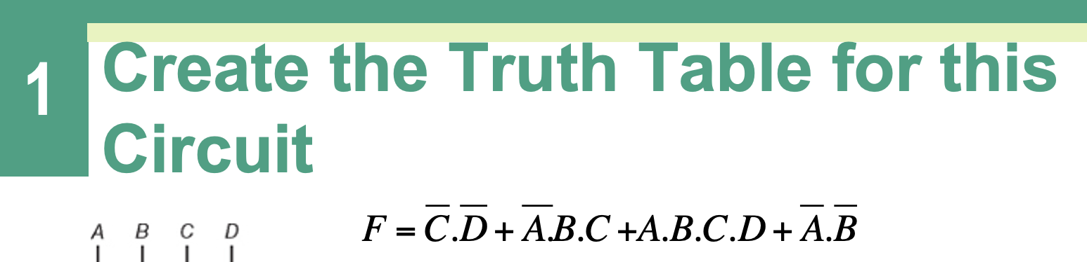 Solved 1 Create the Truth Table for this Circuit A B C D | Chegg.com