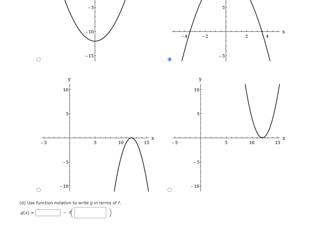 Solved g(x)=12−x2 (a) Identify the parent function f. f(x)= | Chegg.com