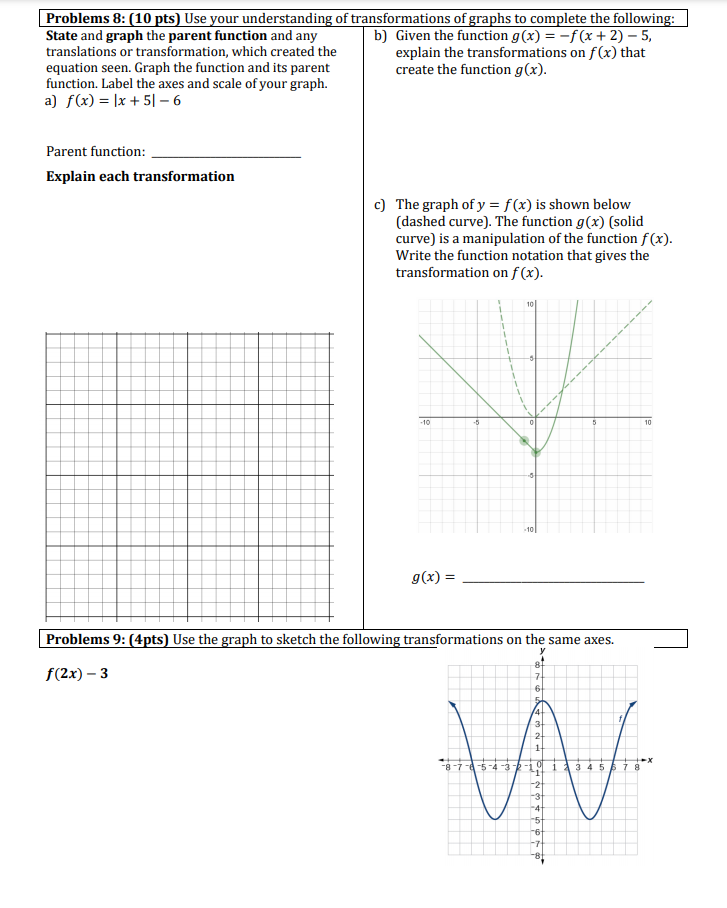 Solved Problems 8: (10 pts) Use your understanding of | Chegg.com