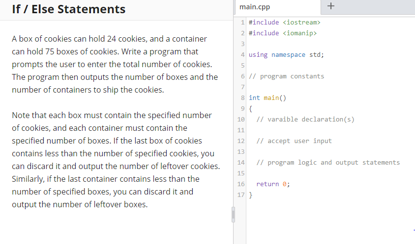 Solved If / Else Statements main.cpp + 1 #include 2 | Chegg.com