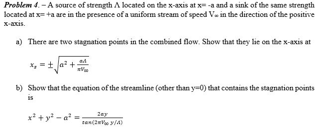 Solved Problem 4.- A source of strength A located on the | Chegg.com