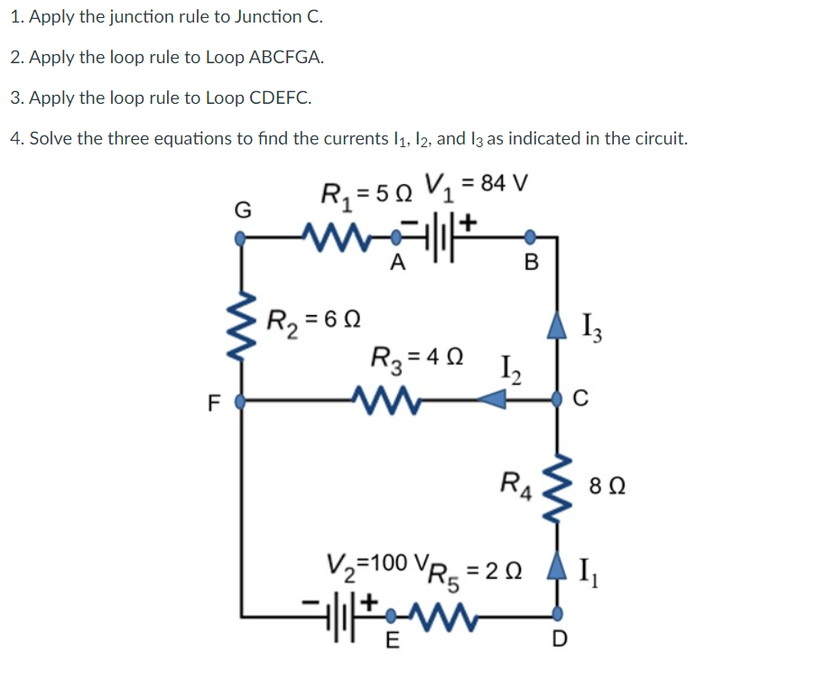 Apply the junction rule to Junction C.Apply the loop | Chegg.com
