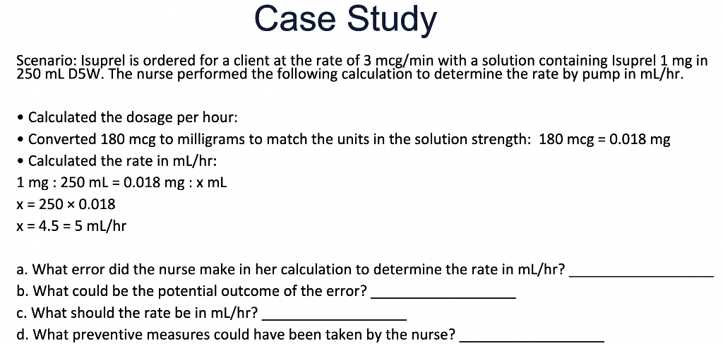 Solved Scenario: Isuprel is ordered for a client at the rate | Chegg.com