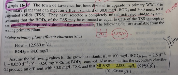 Solved Example 16-2. Determine the return sludge | Chegg.com