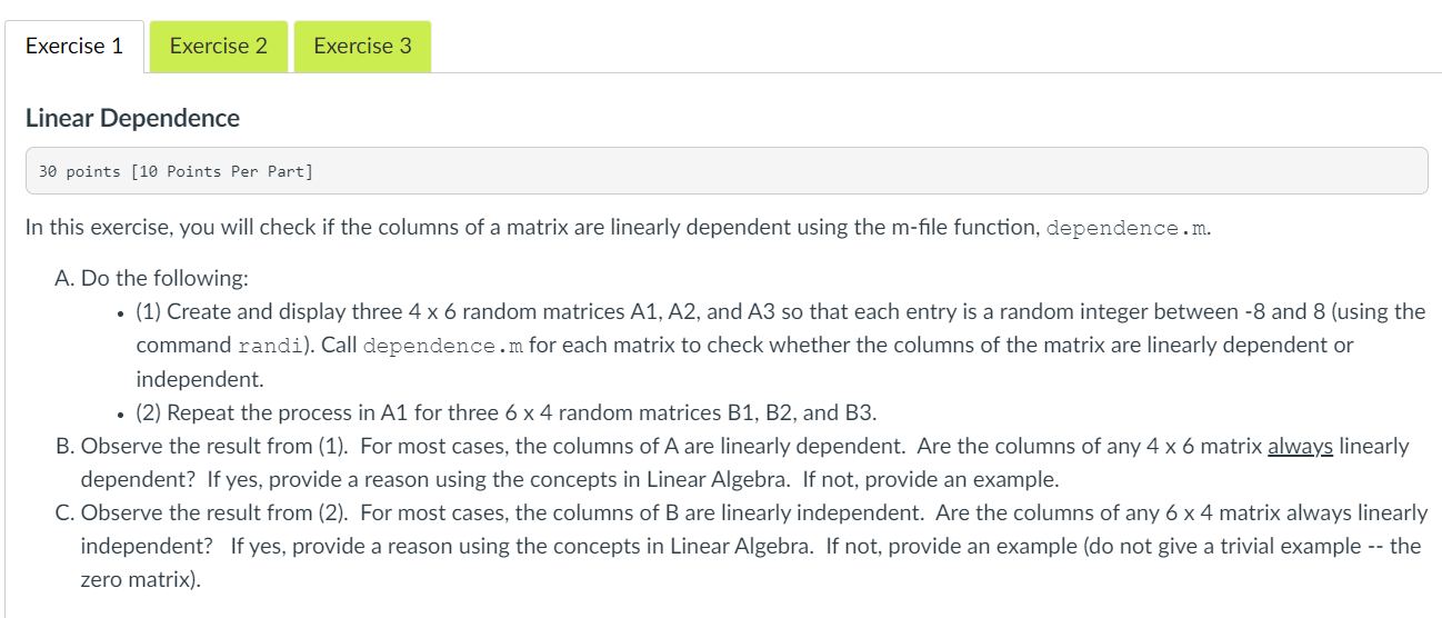 Assignment2.mlx * clear \% Initialize the random | Chegg.com