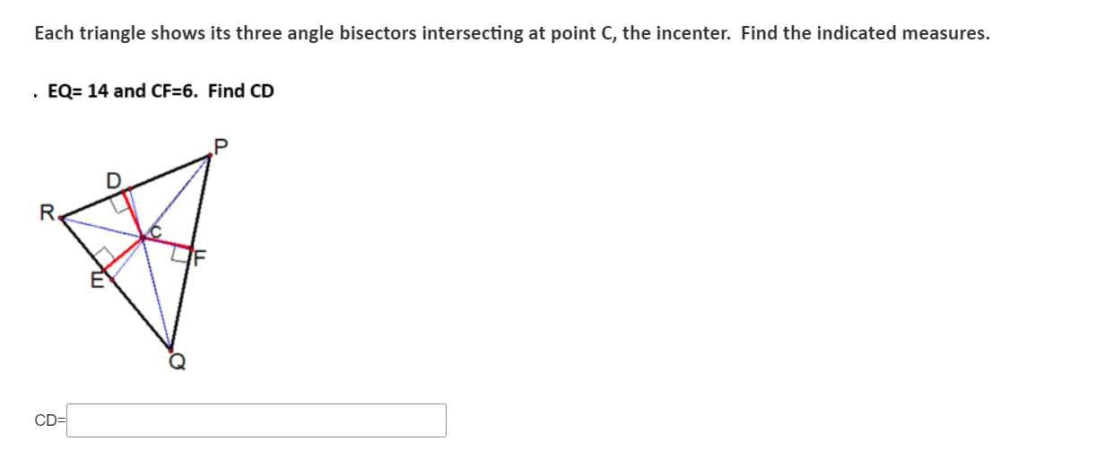 Solved Each triangle shows its three angle bisectors | Chegg.com