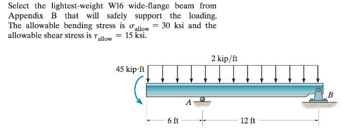 Solved Select the lightest-weight W16 wide-flange beam from | Chegg.com