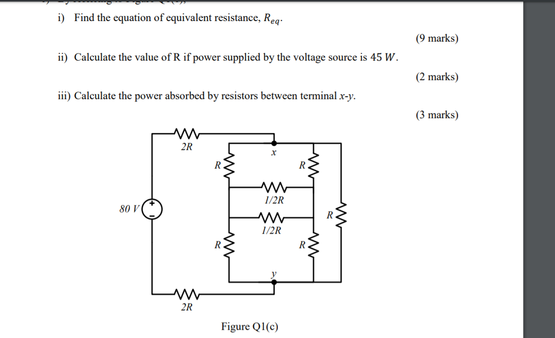 Solved i) Find the equation of equivalent resistance, Req: | Chegg.com