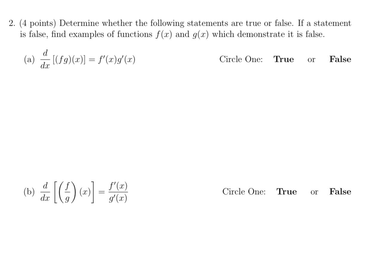 Solved 2. (4 points) Determine whether the following | Chegg.com Solved 2. (4 points) Determine whether the following | Chegg.com