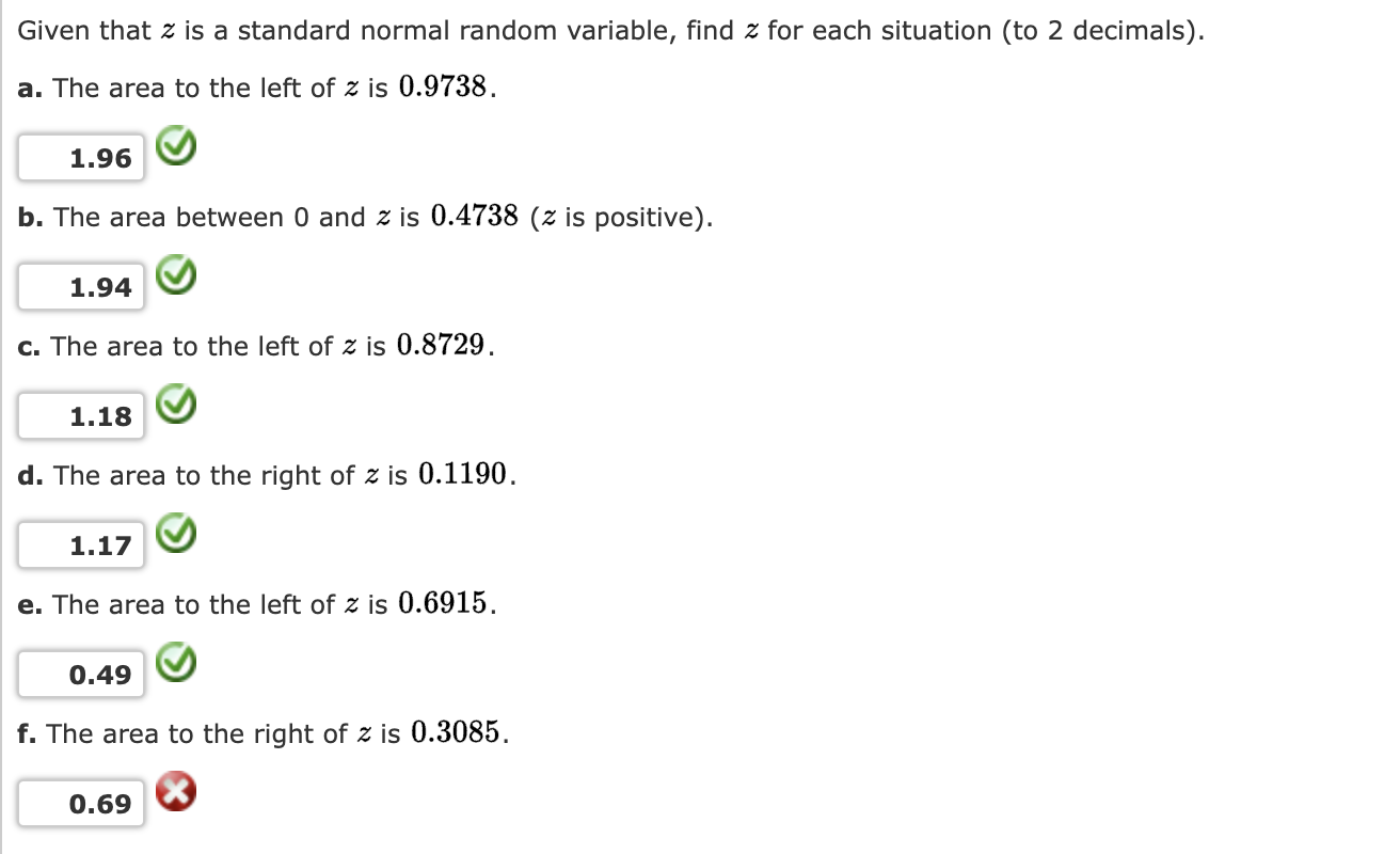 Solved Given that z is a standard normal random variable, | Chegg.com