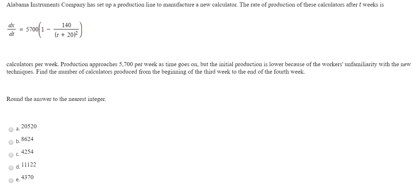 Solved Alabama Instruments Company has set up a production | Chegg.com