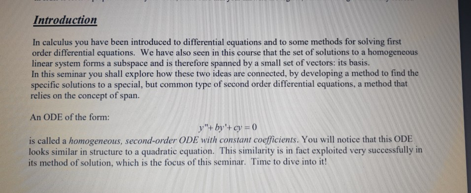 Solved Introduction In calculus you have been introduced to | Chegg.com