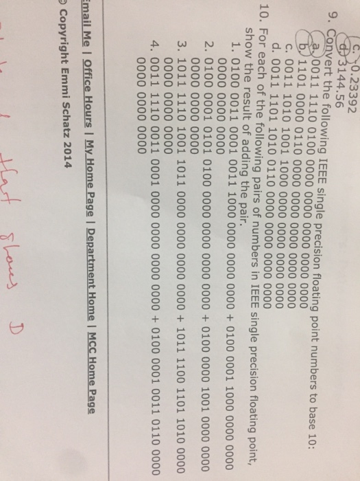 Solved c.-0.23392 144.56 9. Convert the following IEEE | Chegg.com