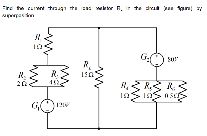 Solved Find the current through the load resistor RL in the | Chegg.com