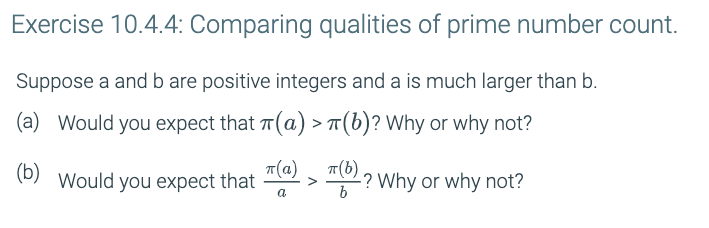 Solved Exercise 10.4.4: Comparing qualities of prime number | Chegg.com