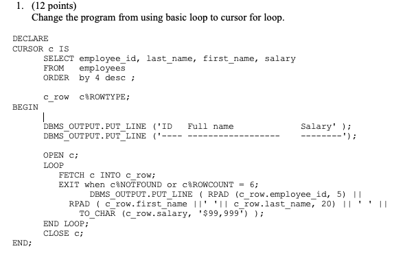 1. (12 points) Change the program from using basic | Chegg.com