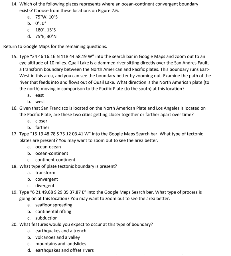Figure 2.6 Distribution and depth of earthquakes. | Chegg.com