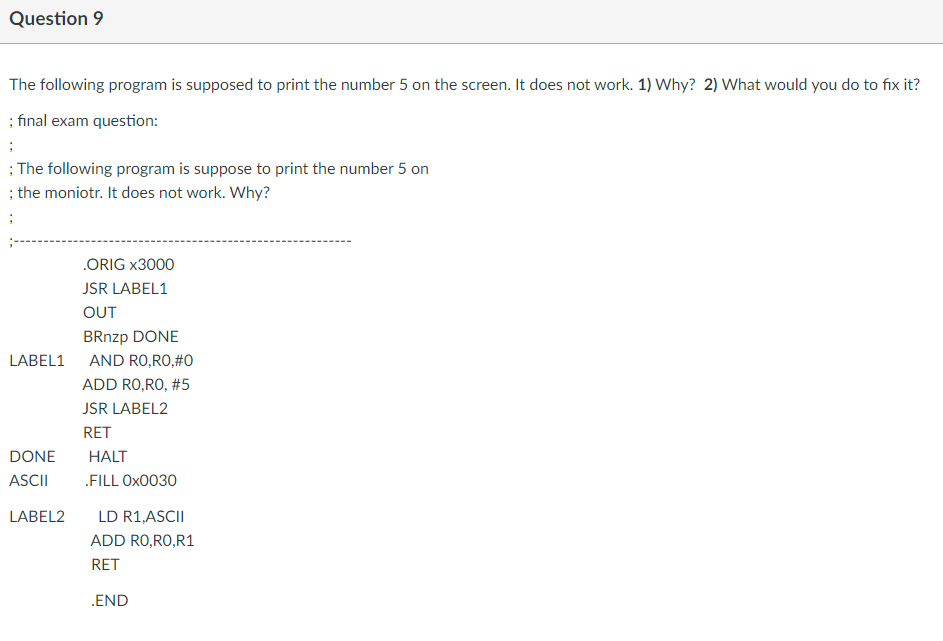 Solved The following program is supposed to print the number | Chegg.com