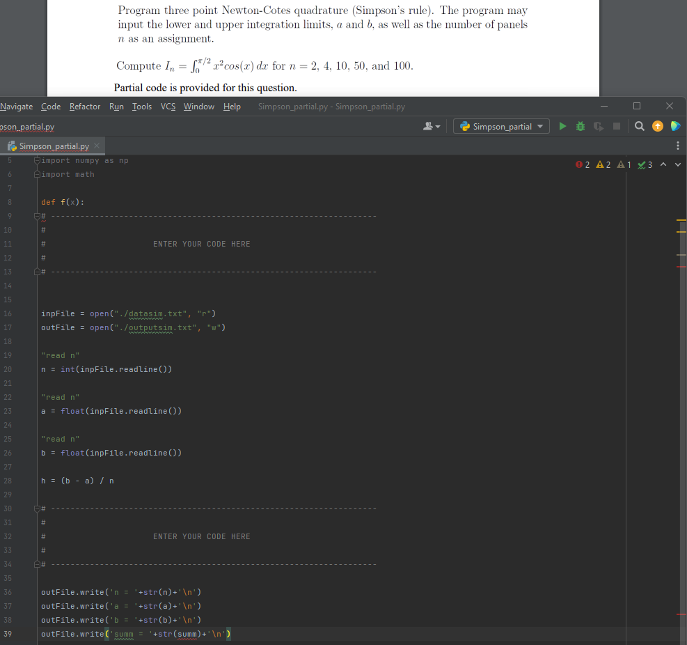 Solved Program three point Newton-Cotes quadrature | Chegg.com