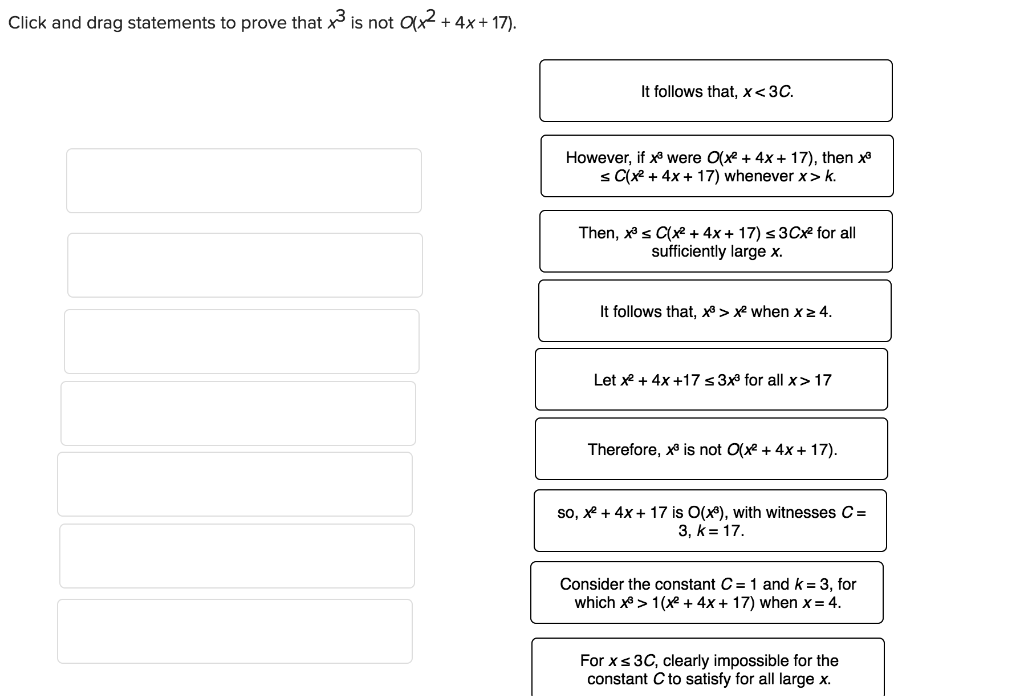 Solved Click and drag statements to prove that x3 is not Ou2 | Chegg.com