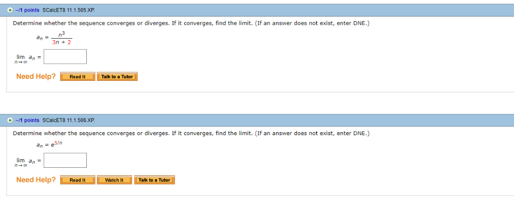 Solved 1 points SCalcET8 11.1.505 XP Determine whether the | Chegg.com