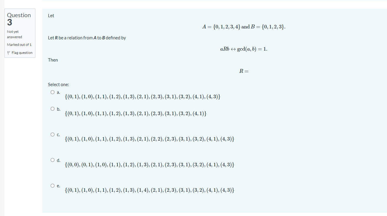 Solved A Relation R On A Set X Is Irreflexive If
