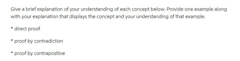 Solved Give a brief explanation of your understanding of | Chegg.com