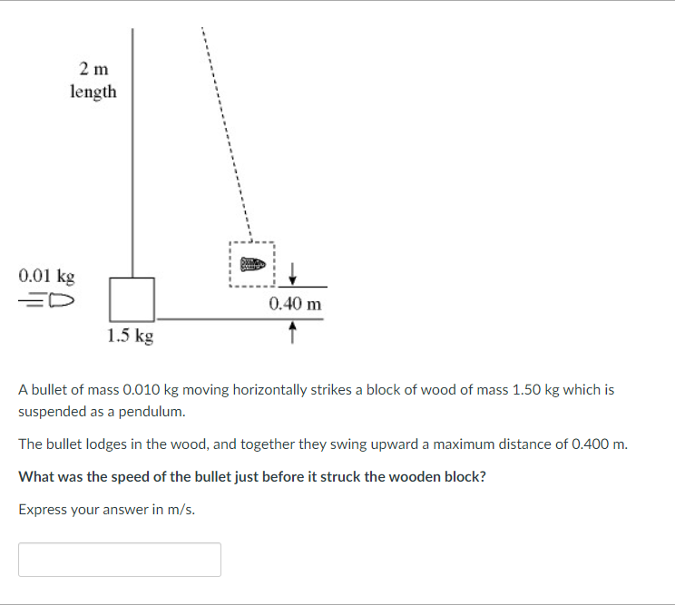 Solved A bullet of mass 0.010kg moving horizontally strikes | Chegg.com