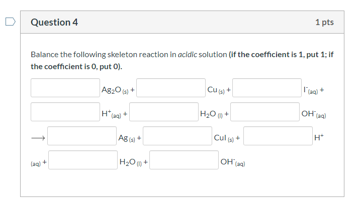 Solved Balance the following skeleton reaction in acidic | Chegg.com