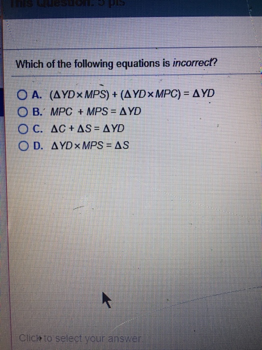 Solved Which of the following equations is incorrect? A. | Chegg.com