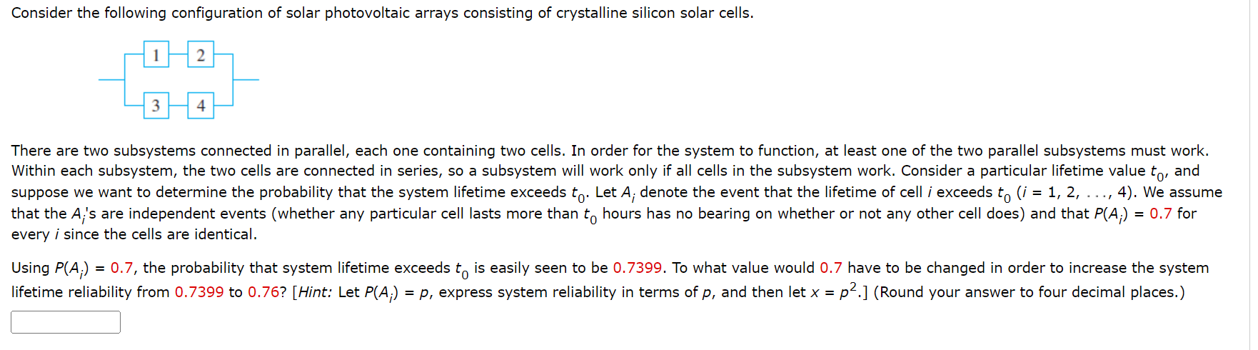 Solved There Are Two Subsystems Connected In Parallel Each Chegg