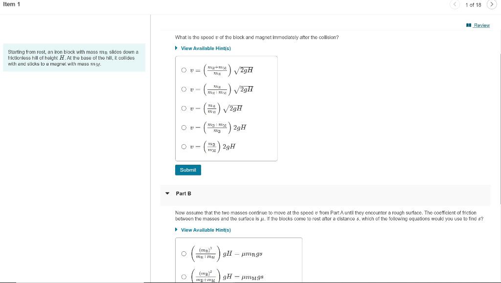 Solved What is the speed v of the block and magnet | Chegg.com
