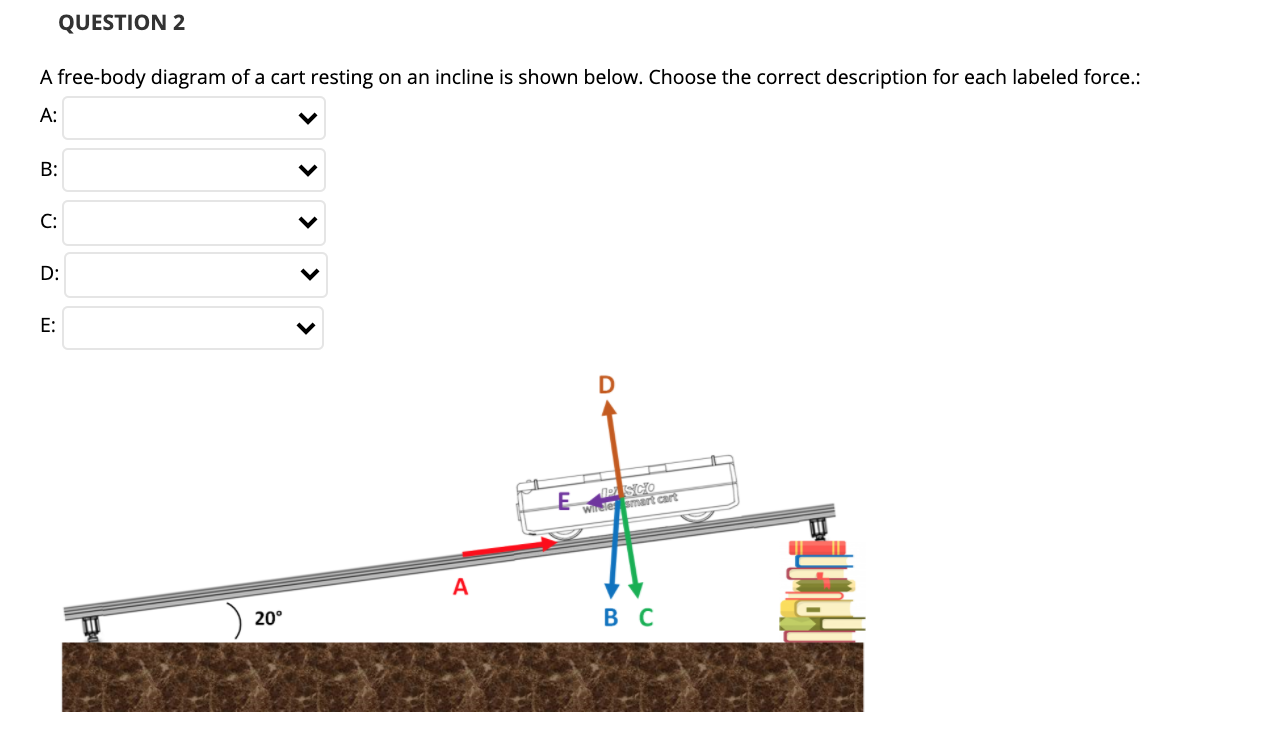 Solved QUESTION 2 A free-body diagram of a cart resting on | Chegg.com