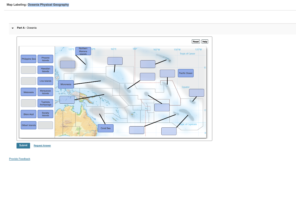 Solved Map Labeling: Oceania Physical Geography Part A - | Chegg.com