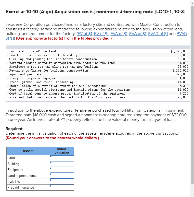 Solved Exercise 10-10 (Algo) Acquisition costs; | Chegg.com