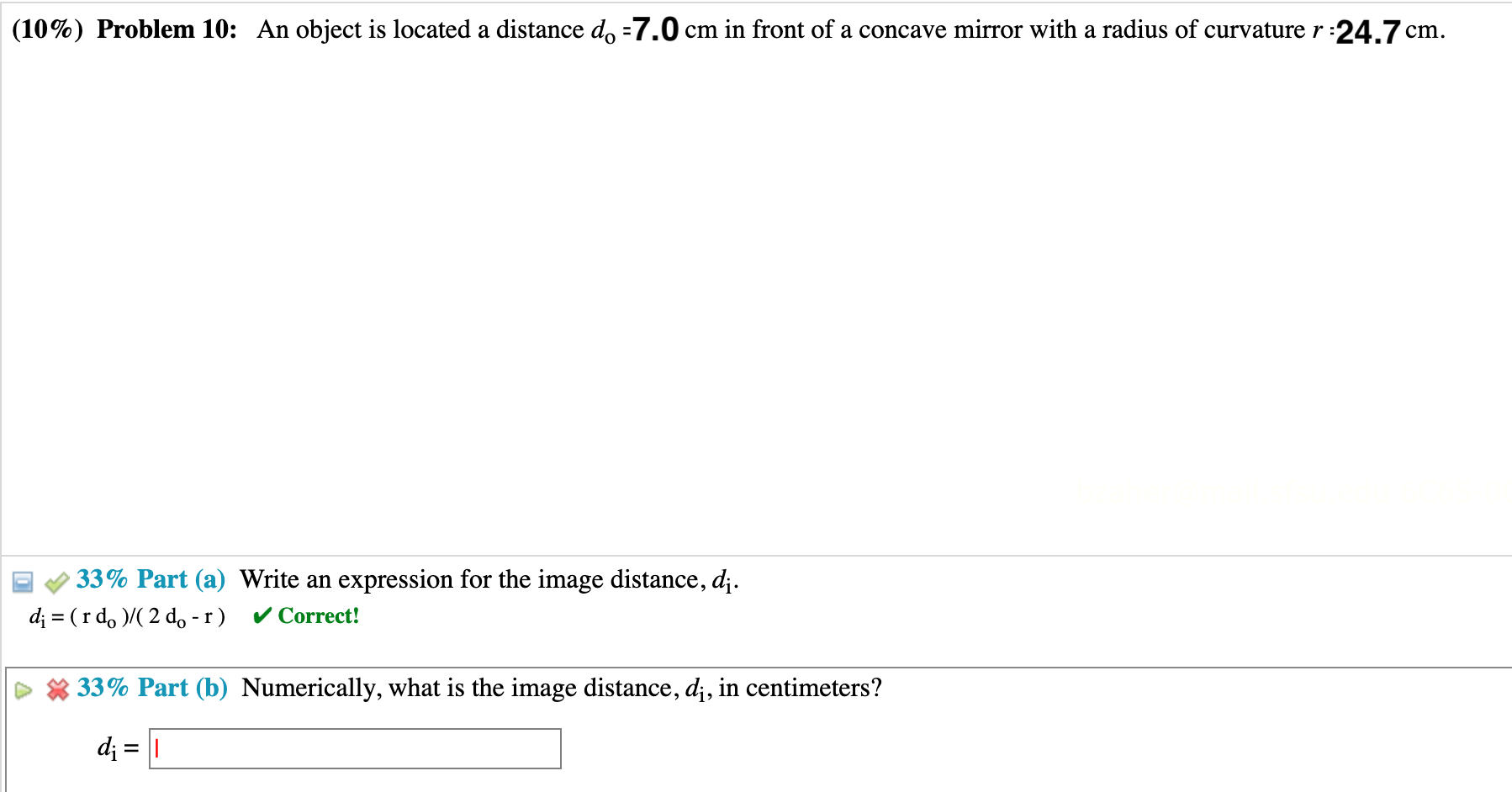 Solved (10\%) Problem 10: An object is located a distance | Chegg.com