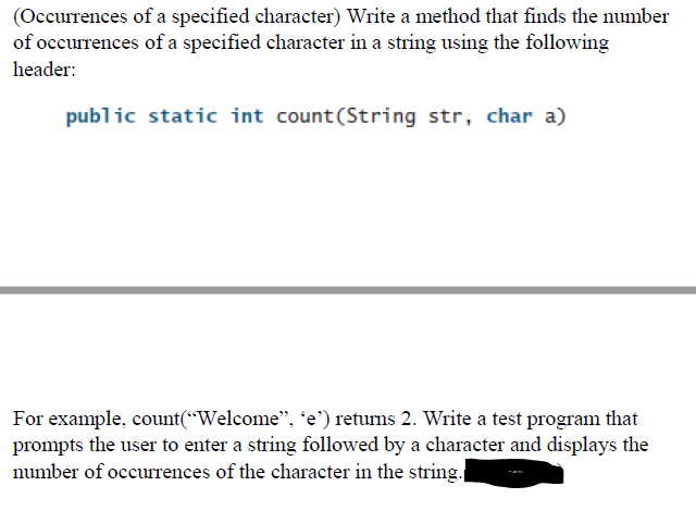 Solved (Occurrences of a specified character) Write a method | Chegg.com