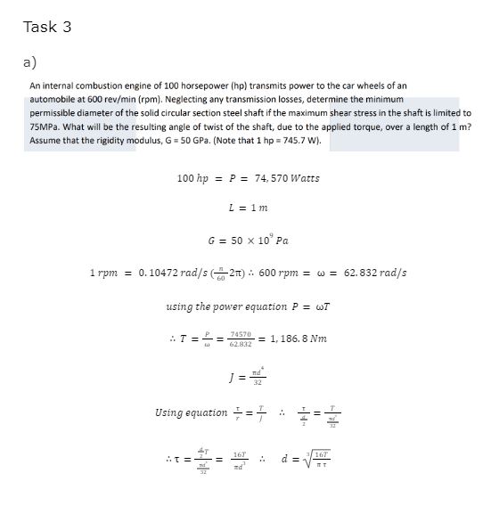Solved An internal combustion engine of 100 horsepower (hp) | Chegg.com