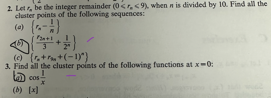 Solved 2. Let rn be the integer remainder (0⩽rn⩽9), when n | Chegg.com