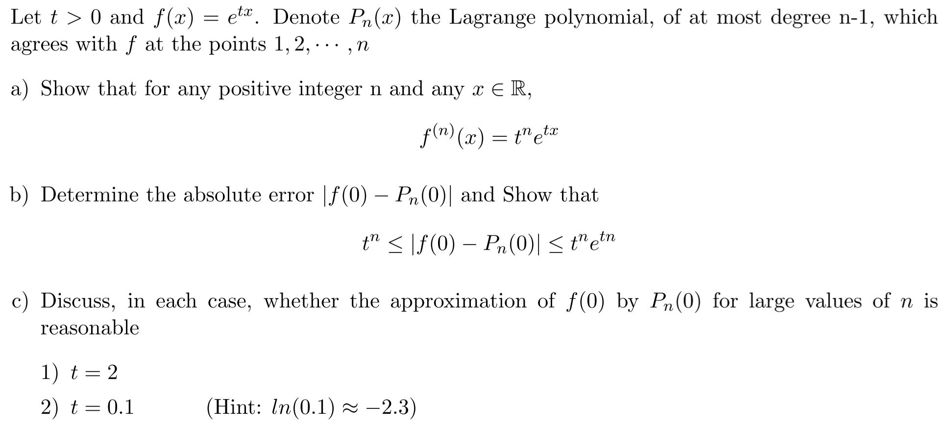 Solved The Theorem used in this question is called lagrange | Chegg.com