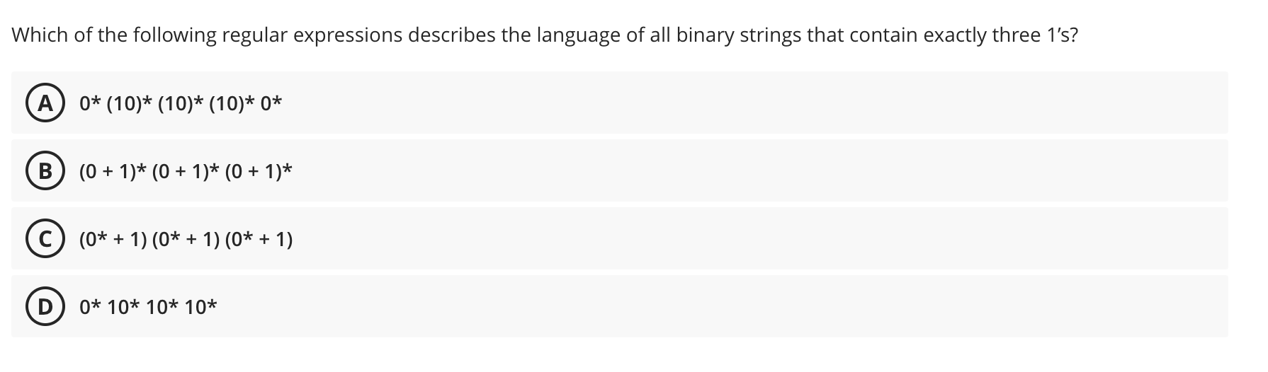 Solved Which of the following regular expressions describes | Chegg.com