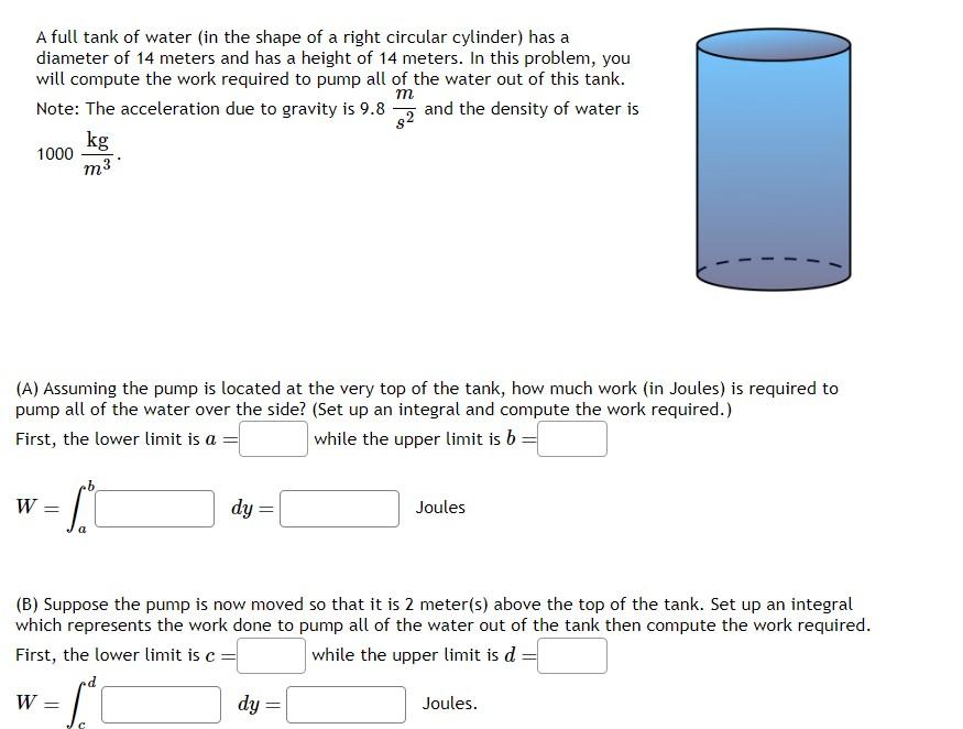 Solved A full tank of water (in the shape of a right | Chegg.com