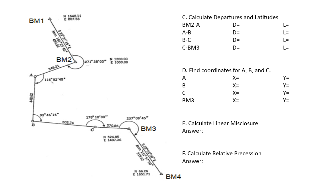 Solved E Calculate Linear Misclosure Answer F Calculate 