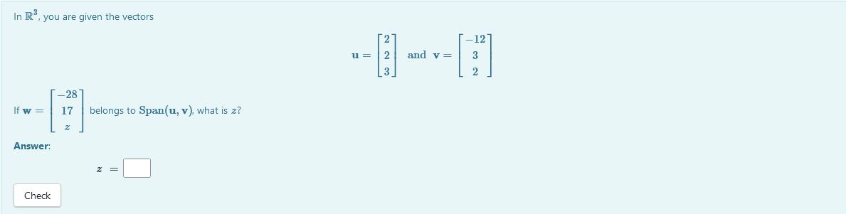 Solved In R3, you are given the vectors u=⎣⎡223⎦⎤ and | Chegg.com