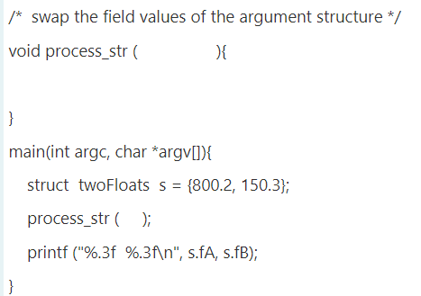 Solved #include struct twoFloats{ float FA; float fB; }; /* | Chegg.com