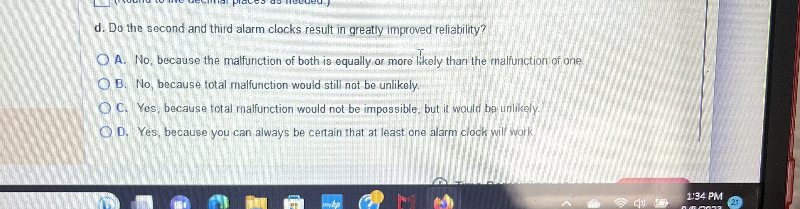 Solved The principle of redundancy is used when system | Chegg.com