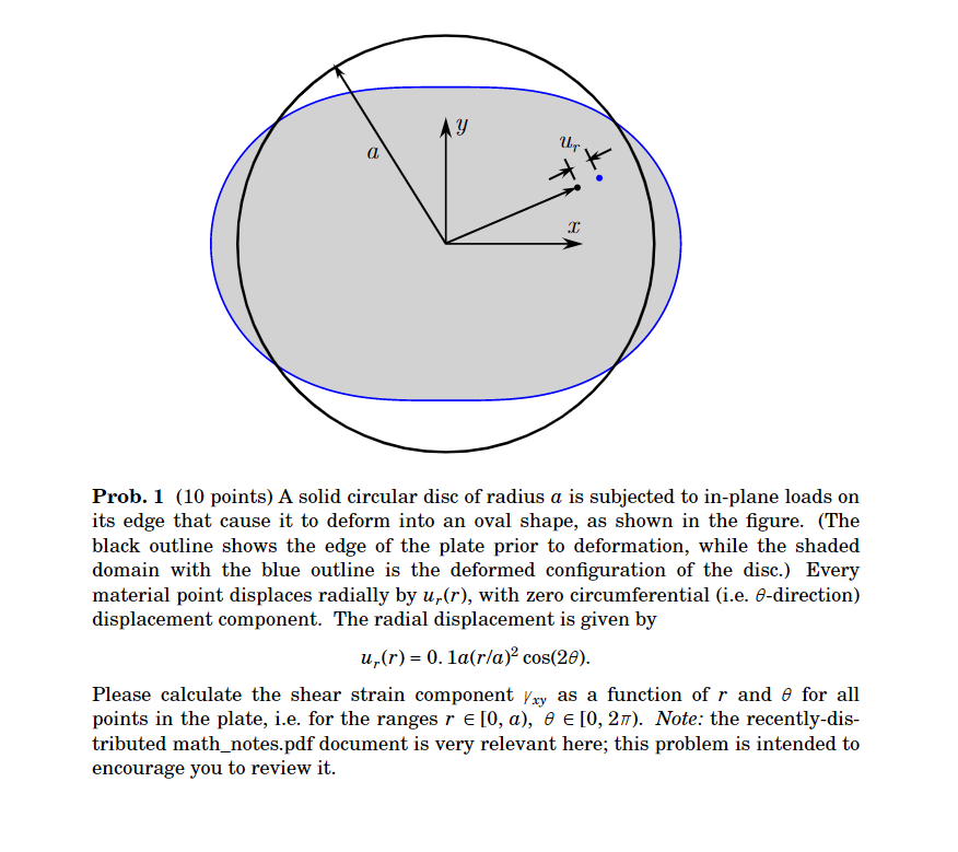 Solved y Ur a T Prob. 1 (10 points) A solid circular disc of | Chegg.com